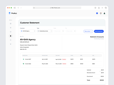 Money Management Saas - Customer Statement page by Filllo Design Agency ...