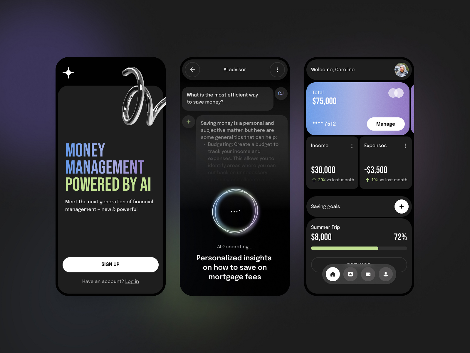 AI-Powered Money Management App 🔮 by Iryna Shtohryn for Uptech on Dribbble