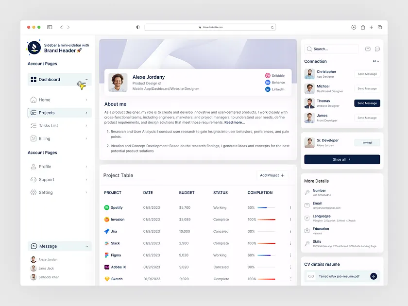 Profile Dashboard designs, themes, templates and downloadable graphic ...