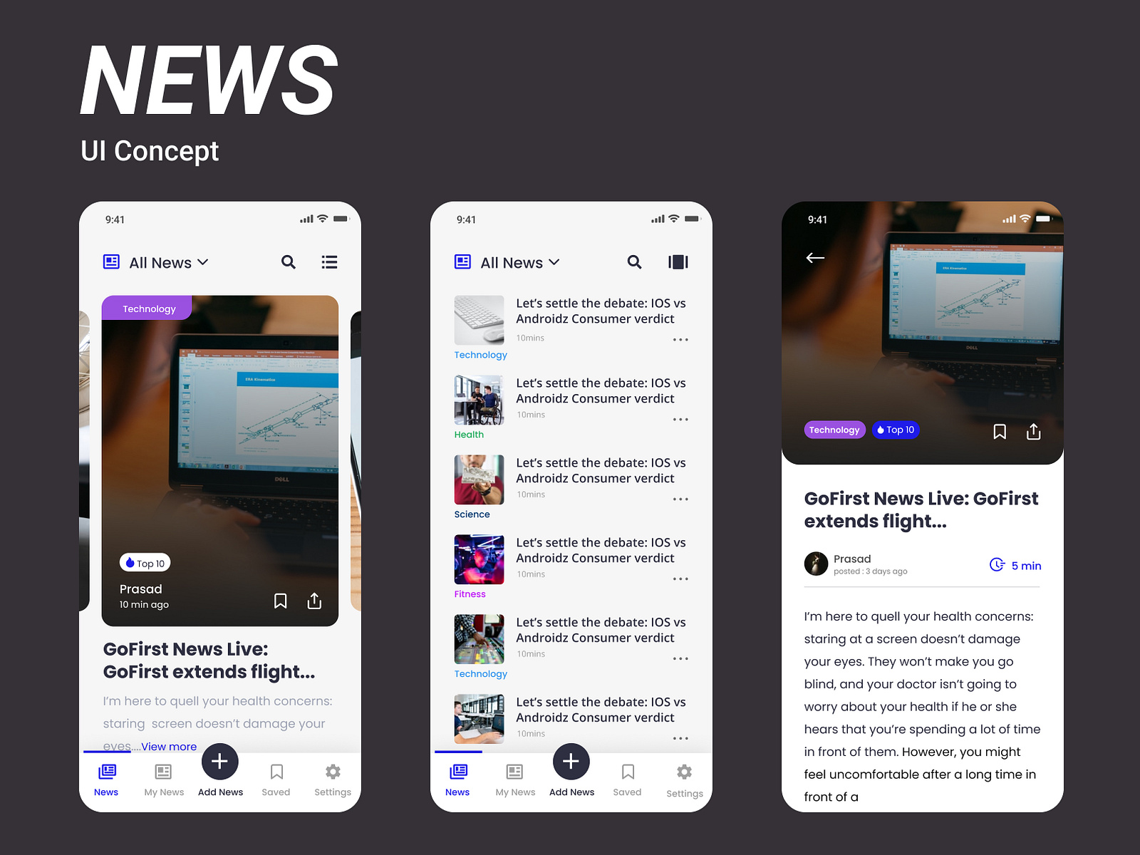 News: UI Concept by Vyankatesh Londhe on Dribbble