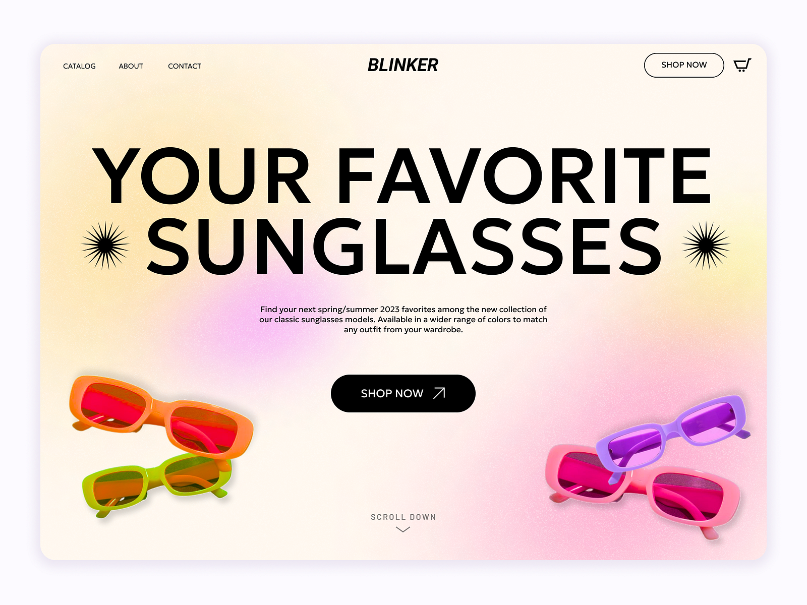 Sunglass store website hero section by Irin Rublovska on Dribbble