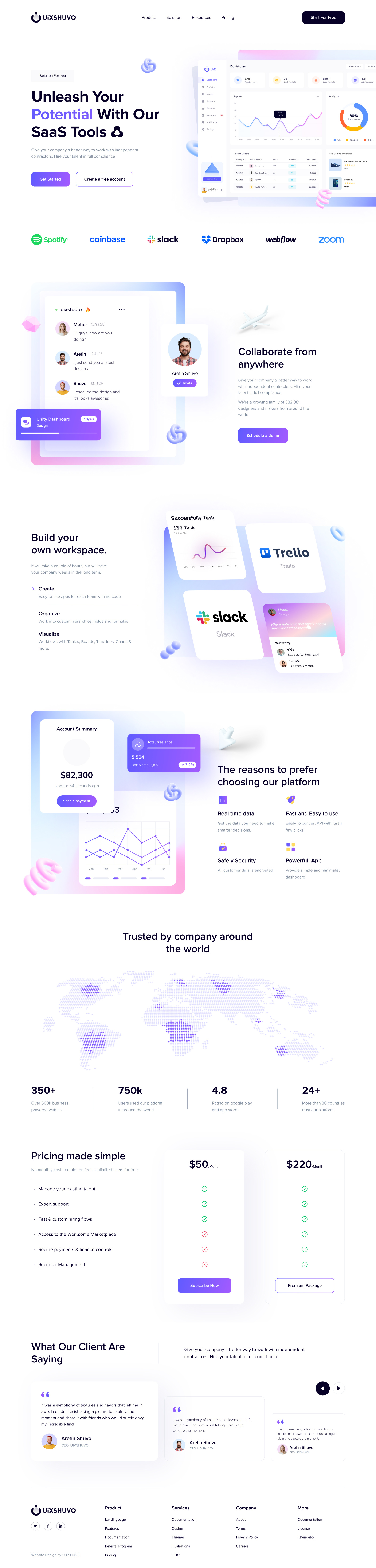 SaaS Landing Page by Shuvo on Dribbble