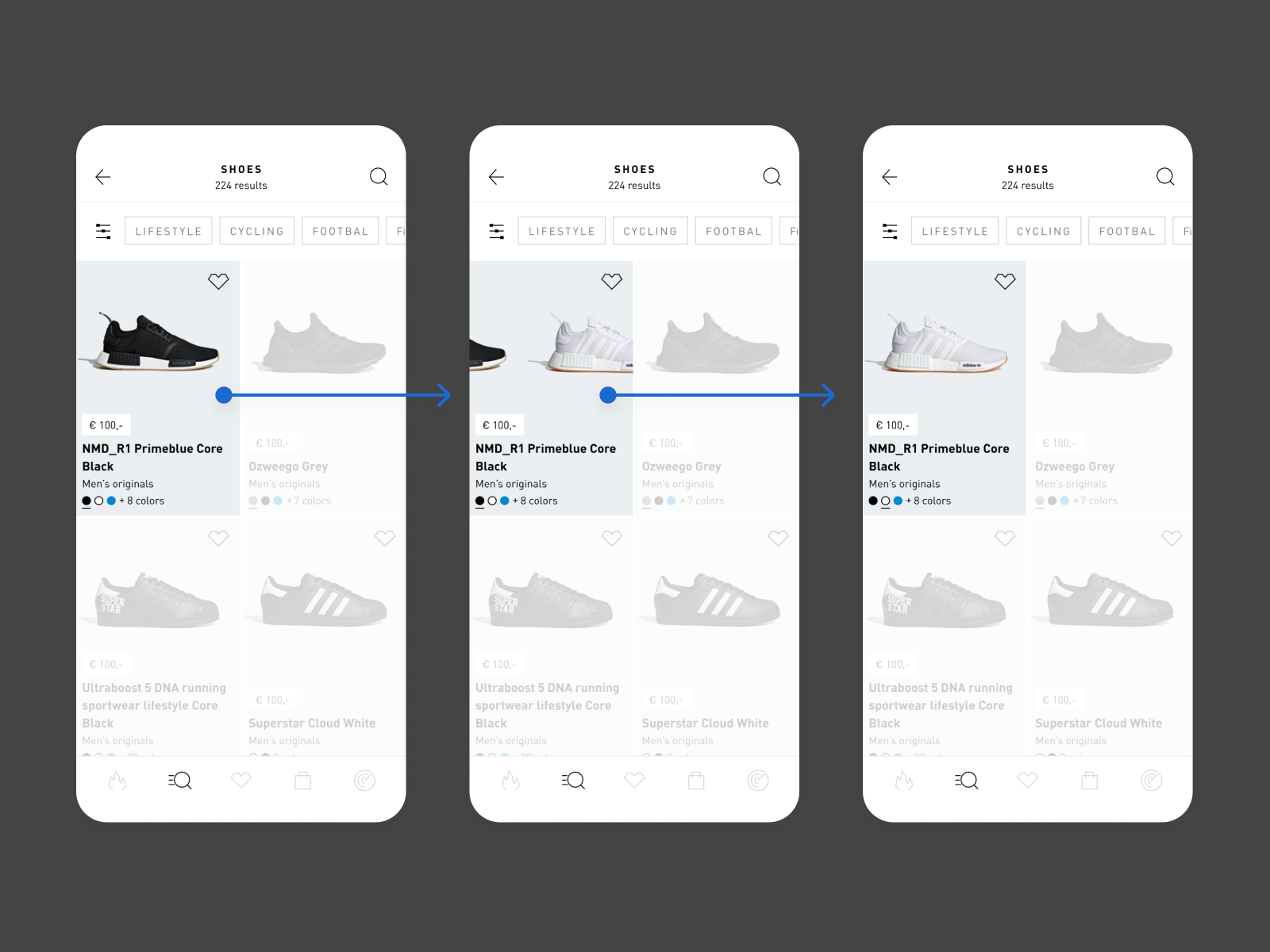 Adidas app by Hugo on Dribbble
