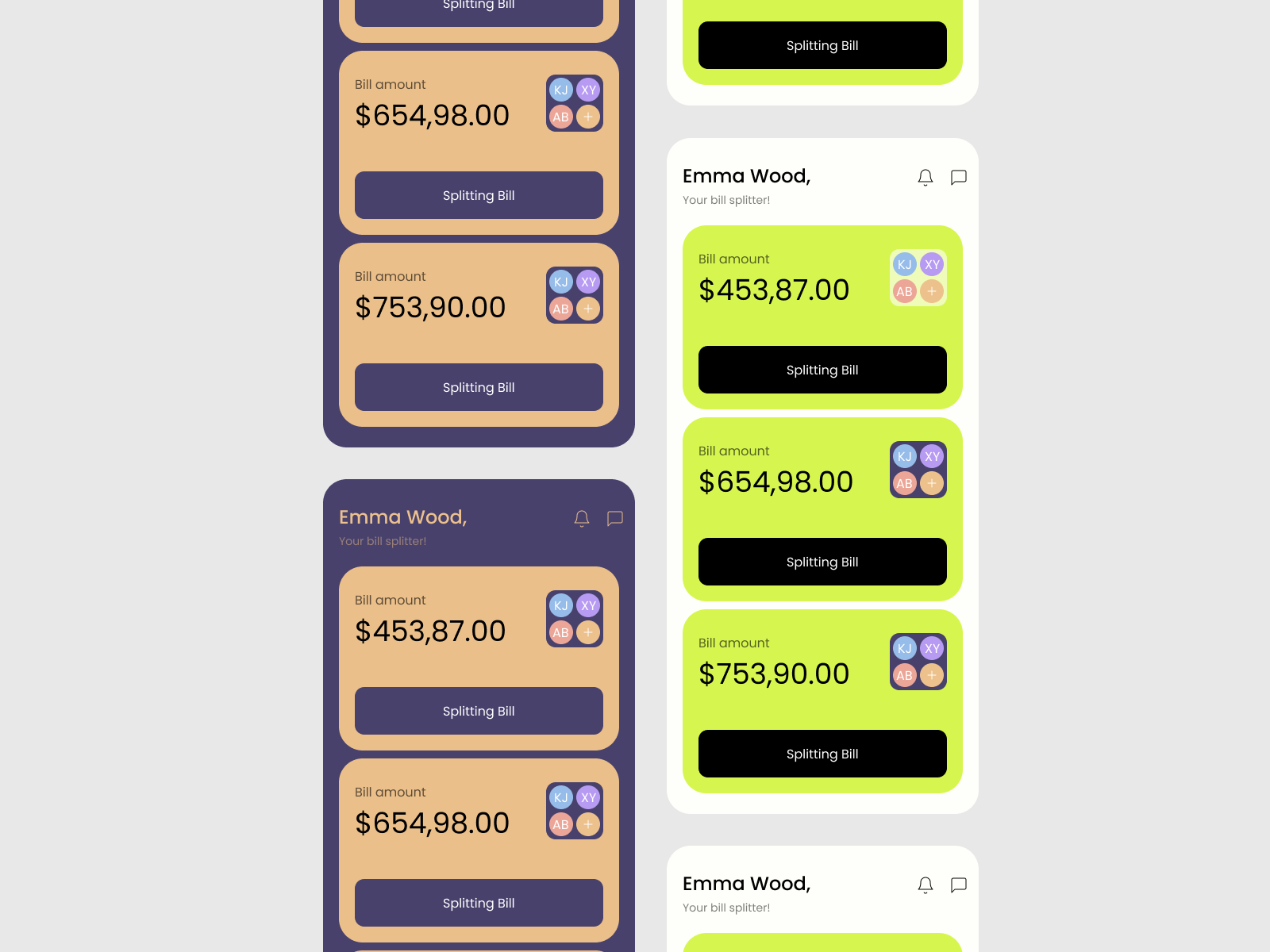 Bill Splitting App by Abin Raj M™ on Dribbble