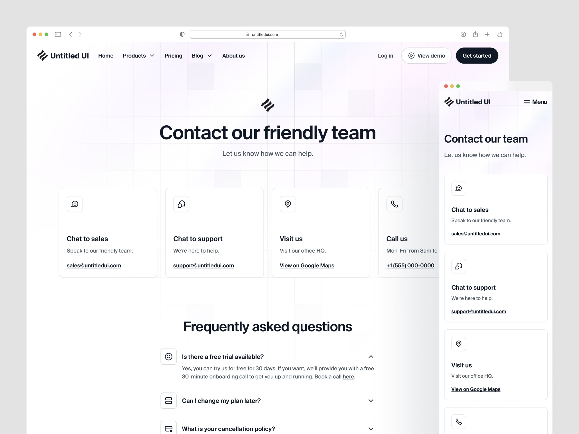 Contact us page — Untitled UI by Jordan Hughes® on Dribbble