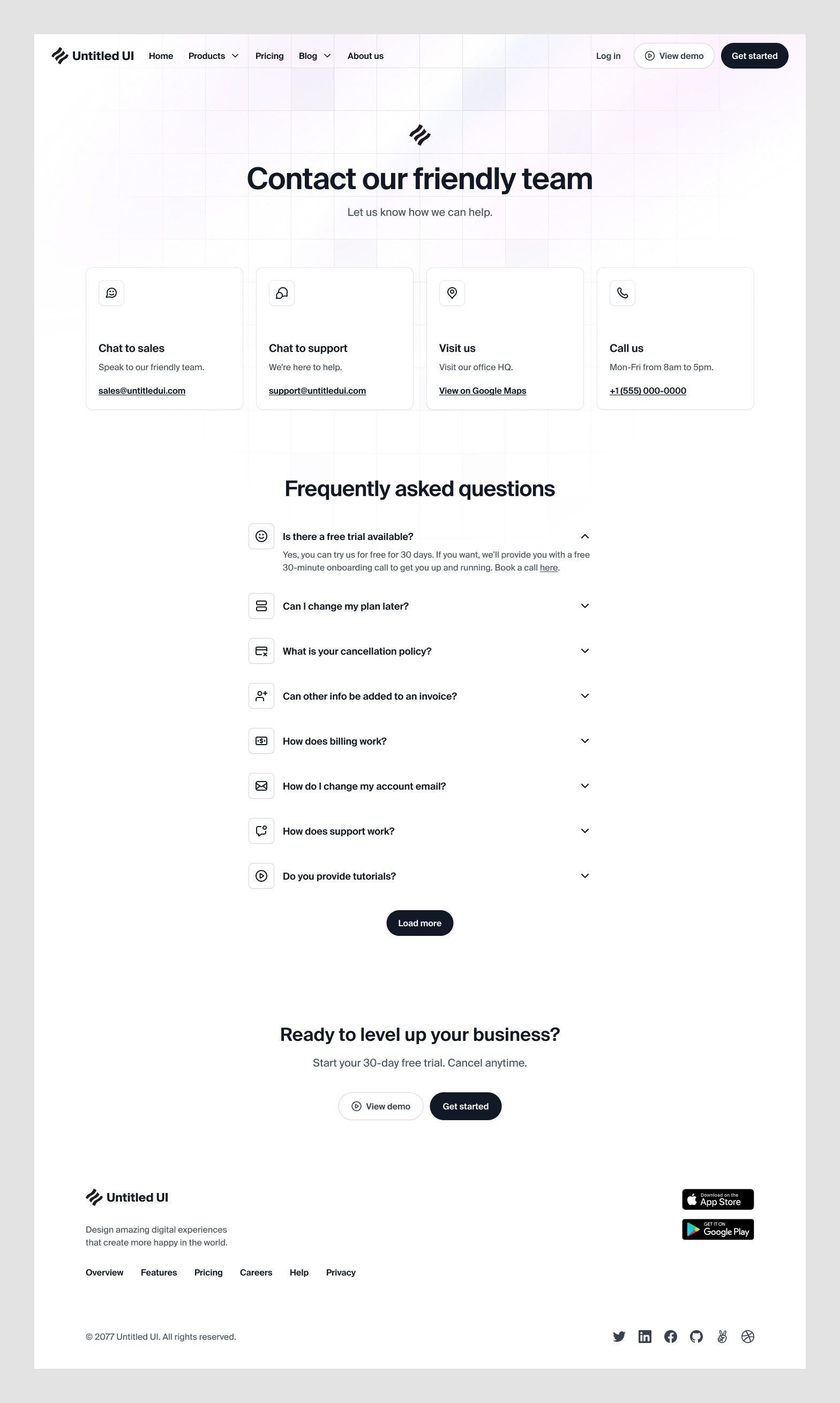 Contact us page — Untitled UI by Jordan Hughes® on Dribbble