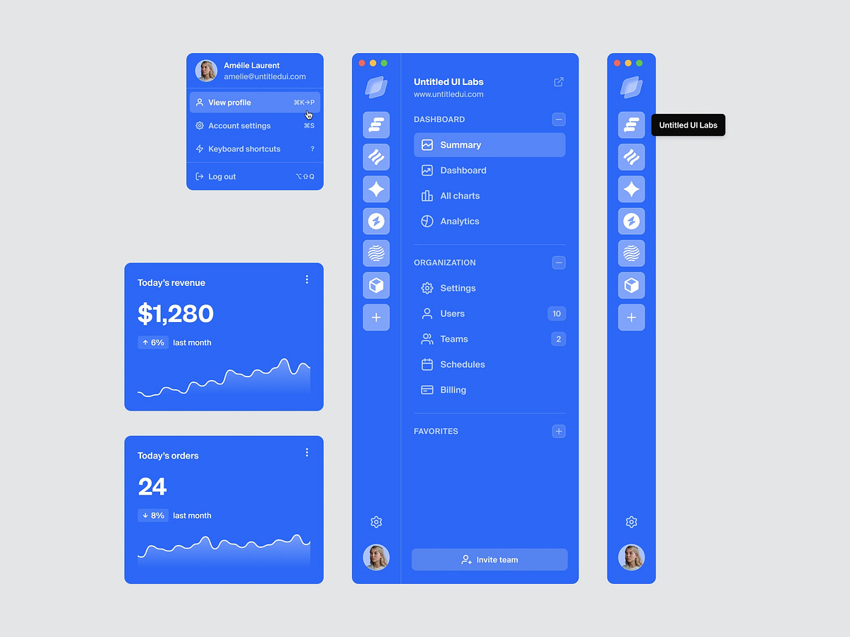 Collapsible sidebar navigation — Untitled UI by Jordan Hughes® on Dribbble