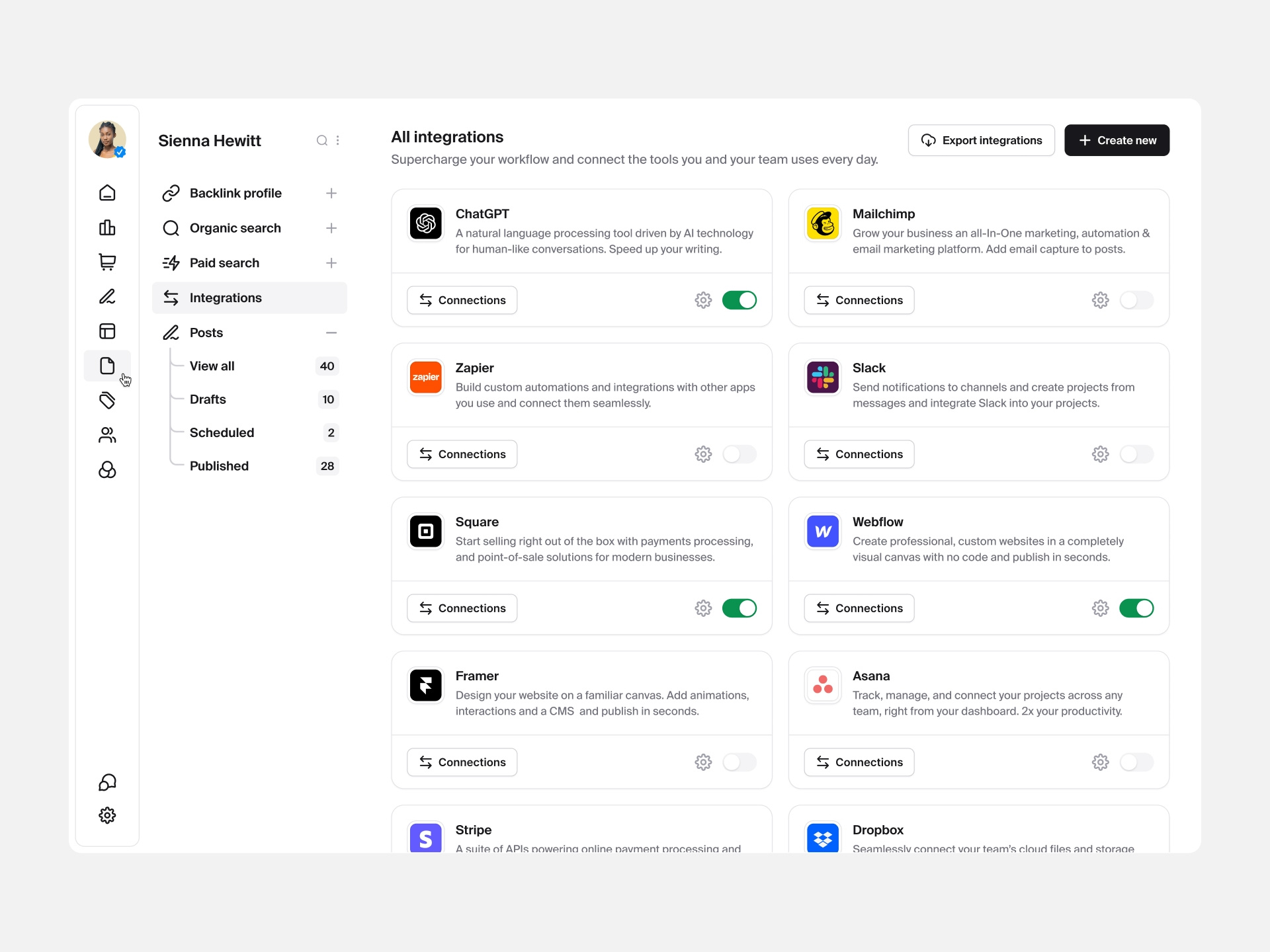 Integrations settings page — Untitled UI by Jordan Hughes® on Dribbble