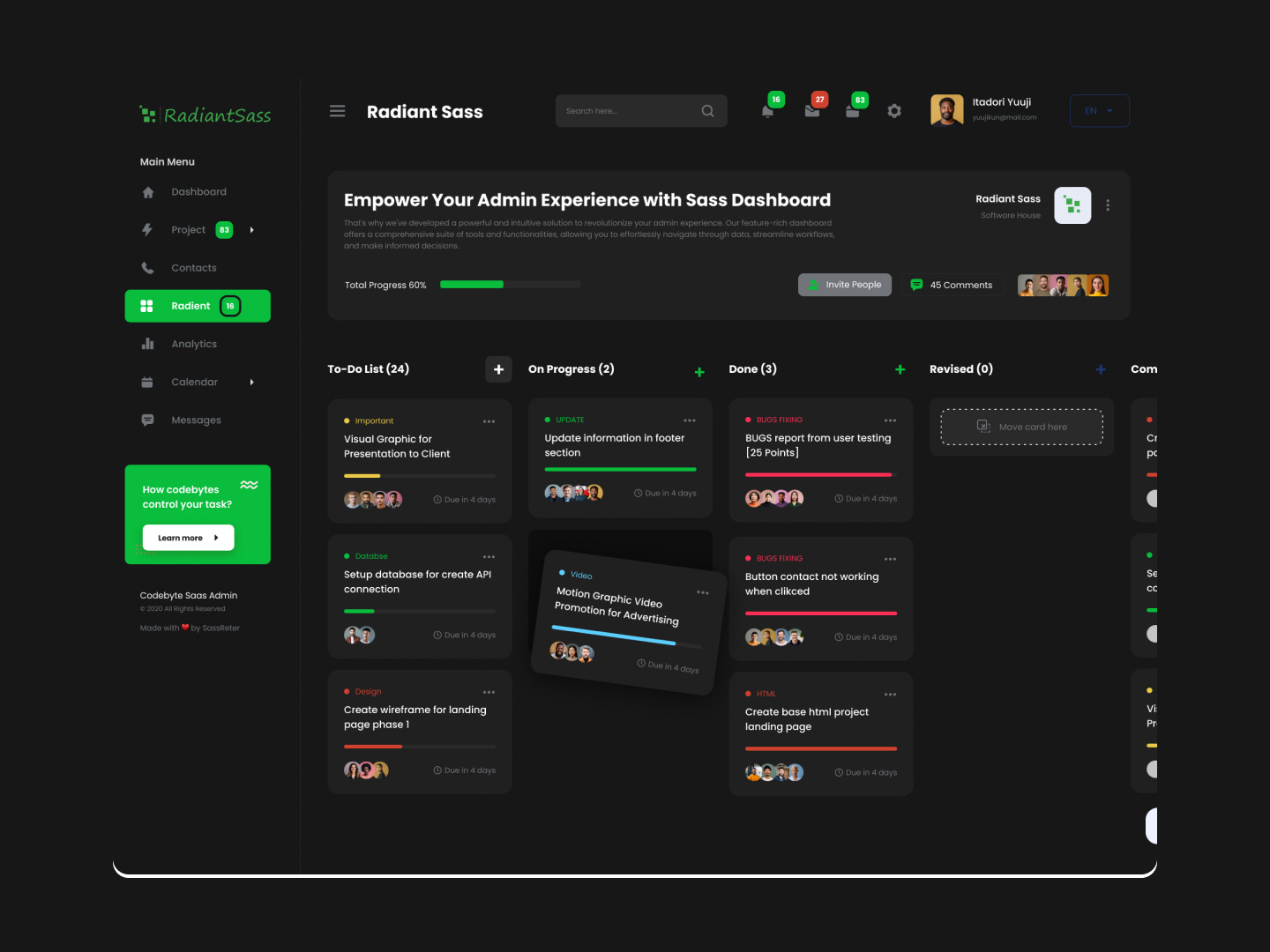 SASS Dashboard UI design by Humayun Kabir on Dribbble