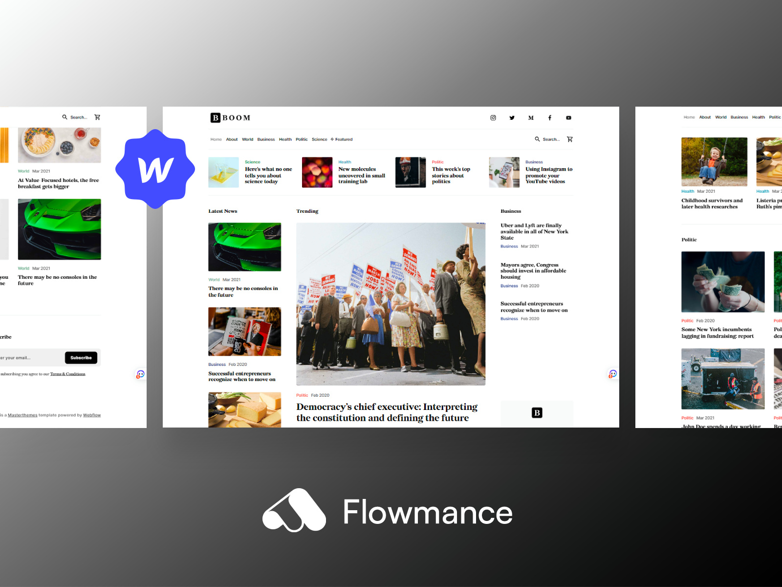 Boom – Blog Webflow Template by Flowmance on Dribbble