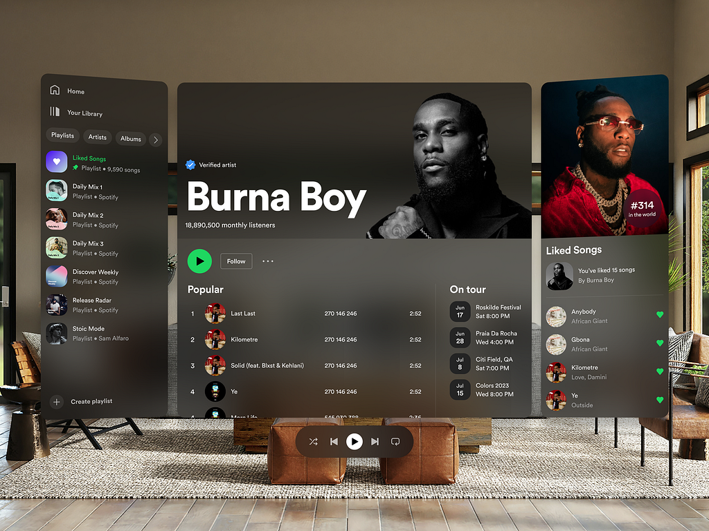Spotify – Spatial UI Interface (Apple Vision Pro) by Sam Alfaro 🇸🇪 on ...