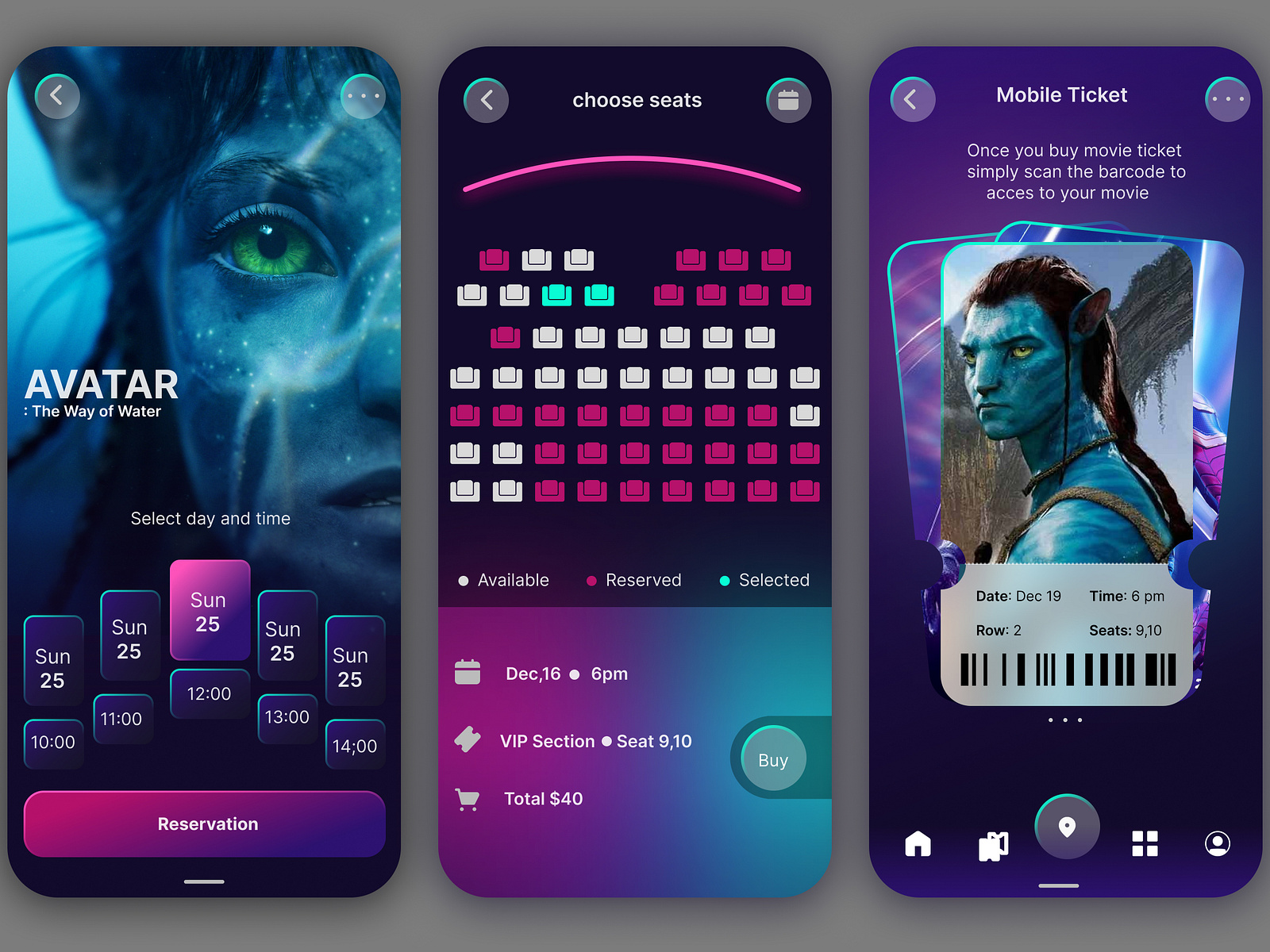 movie seat booking app ui by Shrivardhan patil. on Dribbble