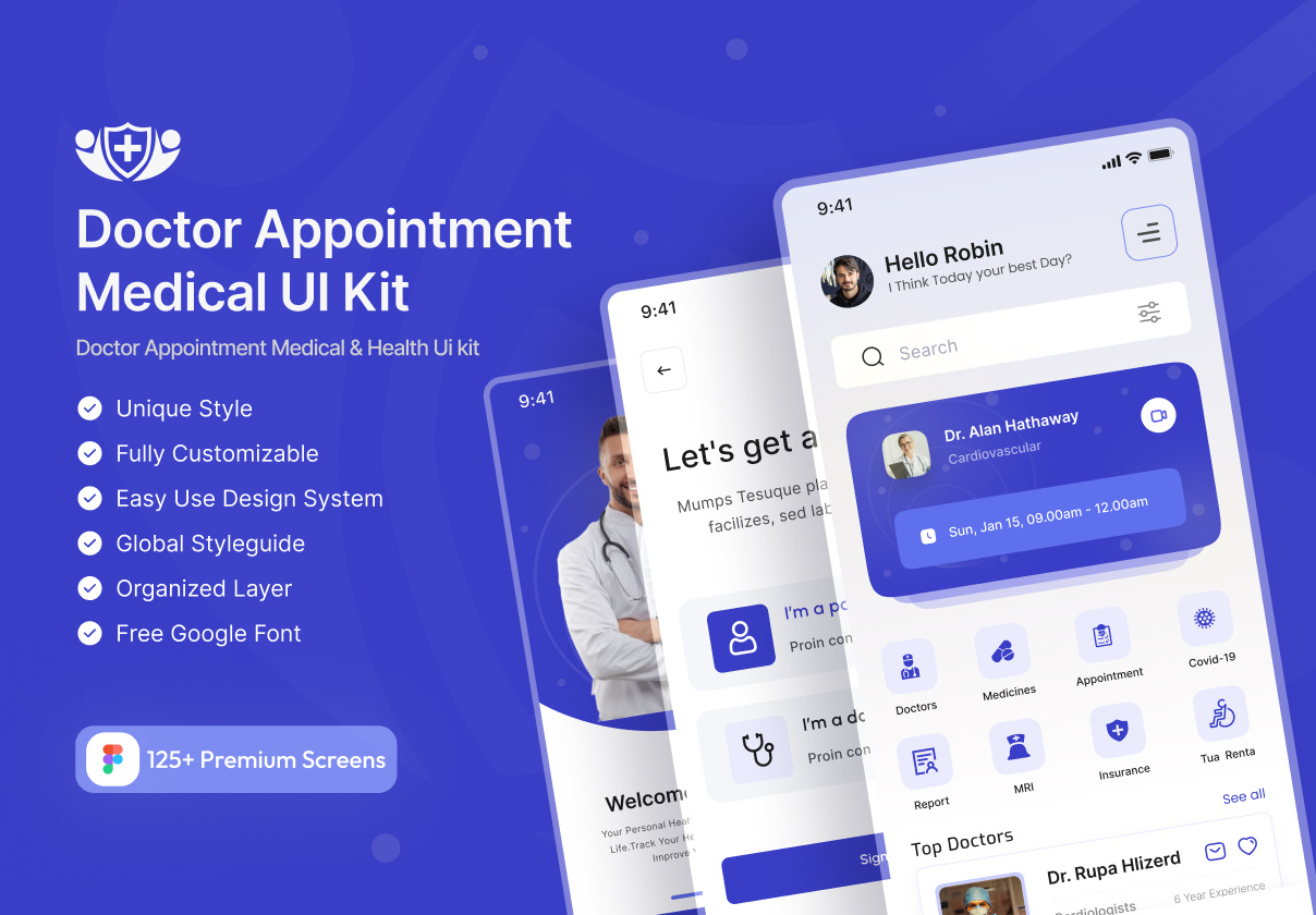 Doctor Appointment App Ui kit design by Jhalok Deb on Dribbble