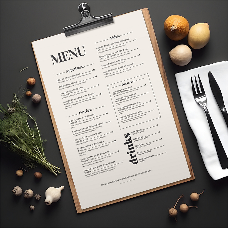 Menu design by Katya Murasheva on Dribbble