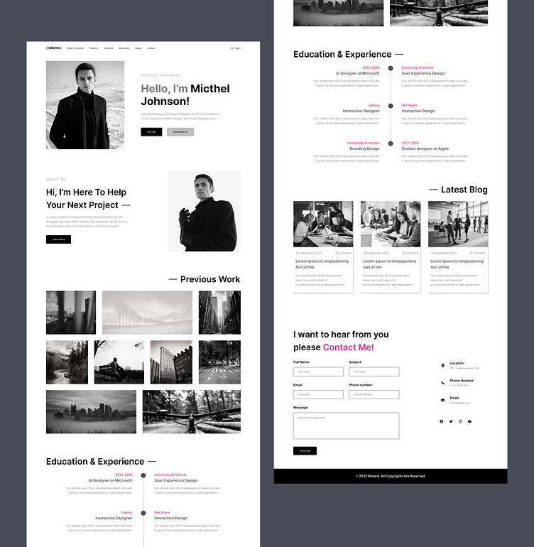 Tokenex - Personal portfolio website landing page design by ...