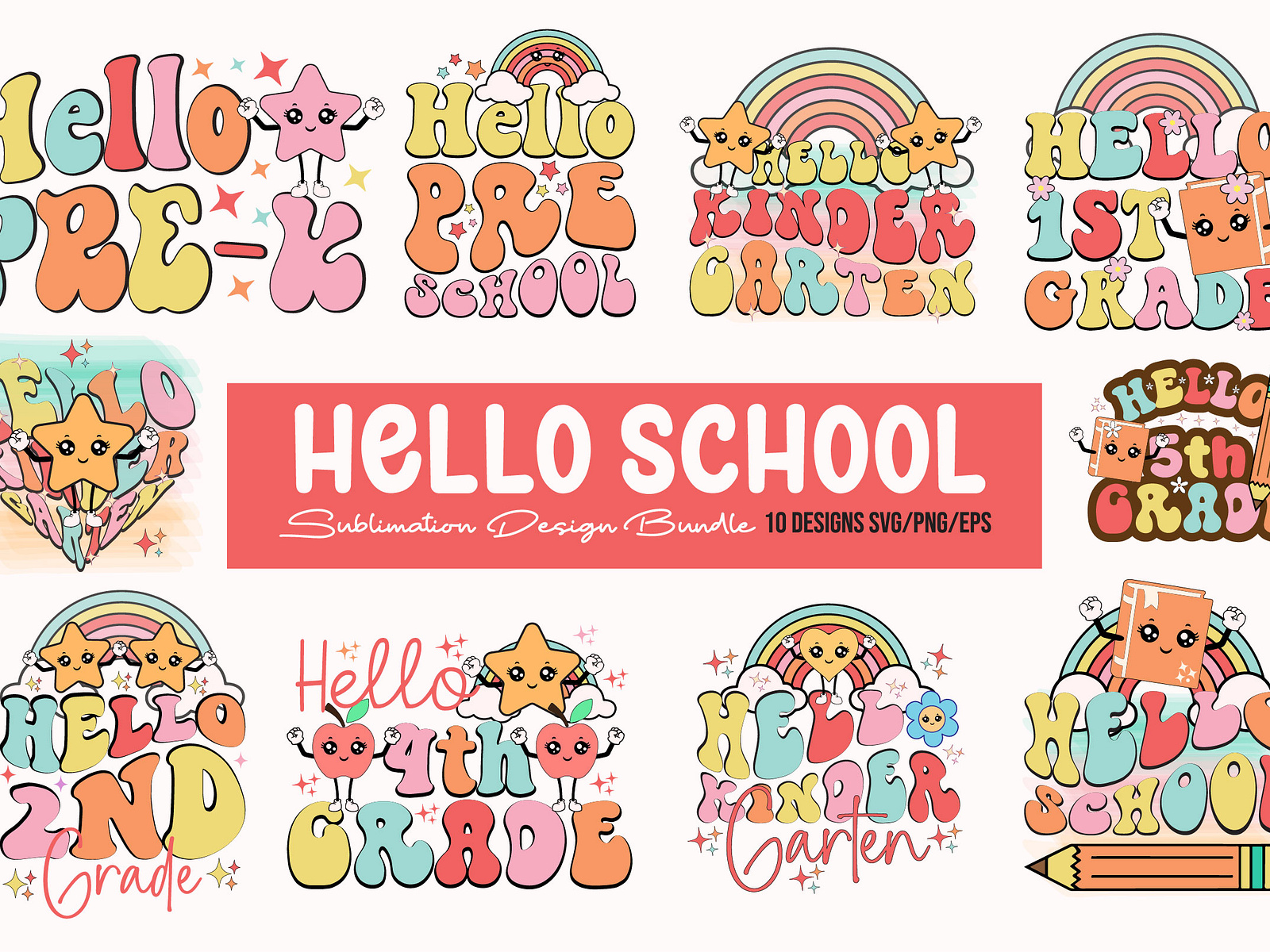 Back to School Hello Sublimation Bundle by designfashion on Dribbble