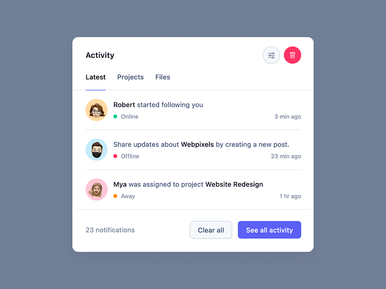 Minimal Notifications Modal - Webpixels by Webpixels on Dribbble