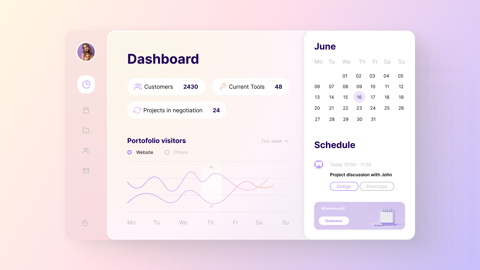 Diary - Calendar Dashboard by Valentina Design on Dribbble