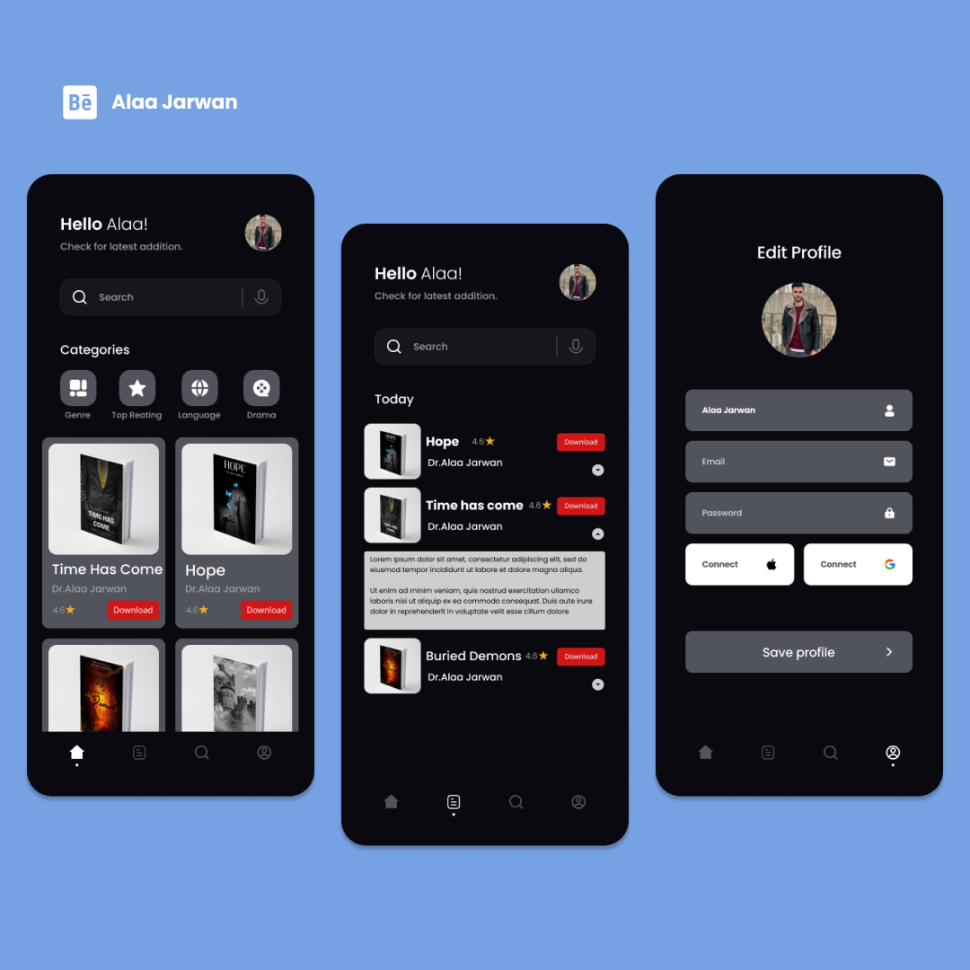 UI Design - book App Downloader by Alaa Jarwan on Dribbble