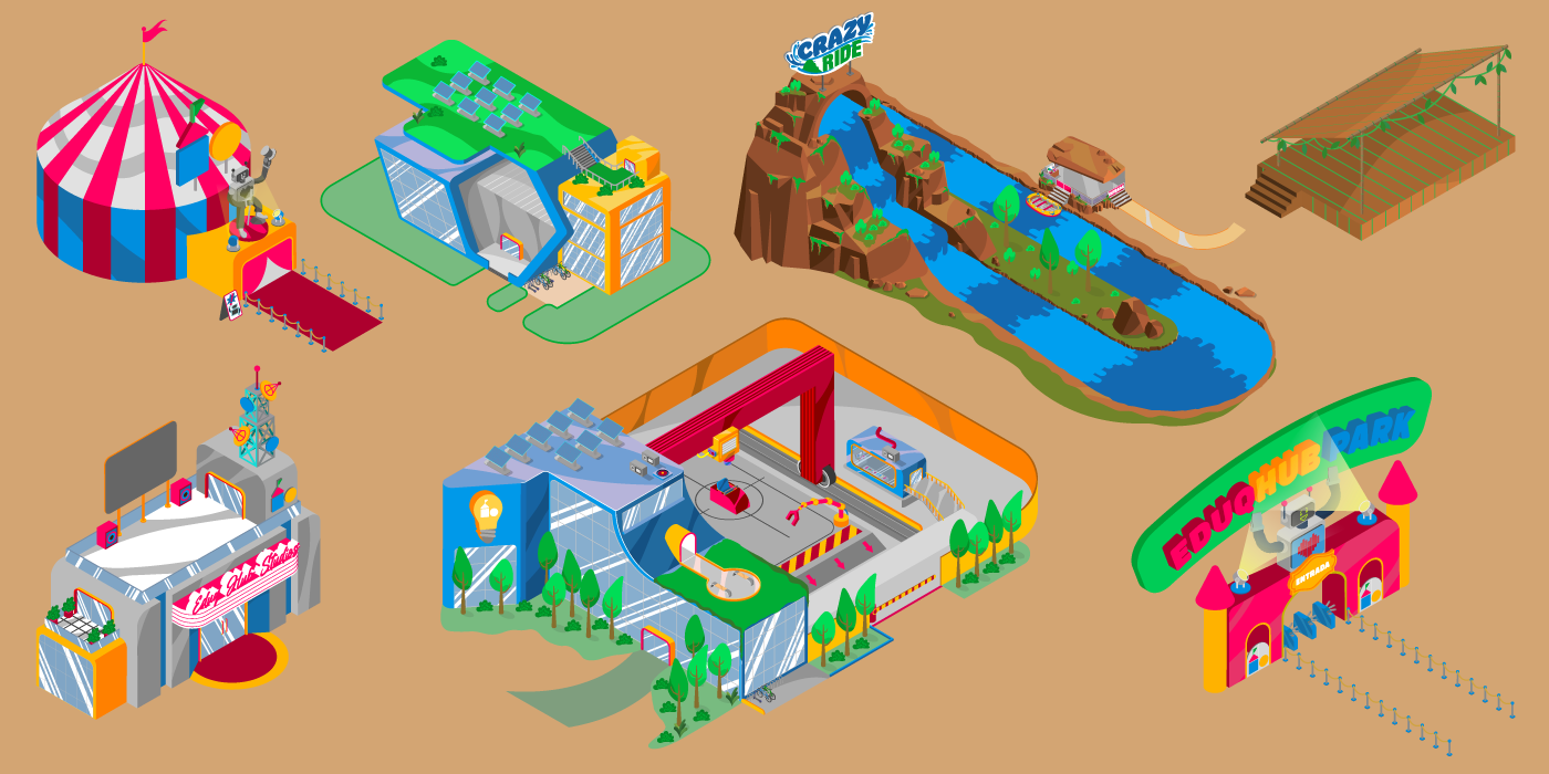 Isometric itens for a interactive map by Poca Madre Estudio on Dribbble