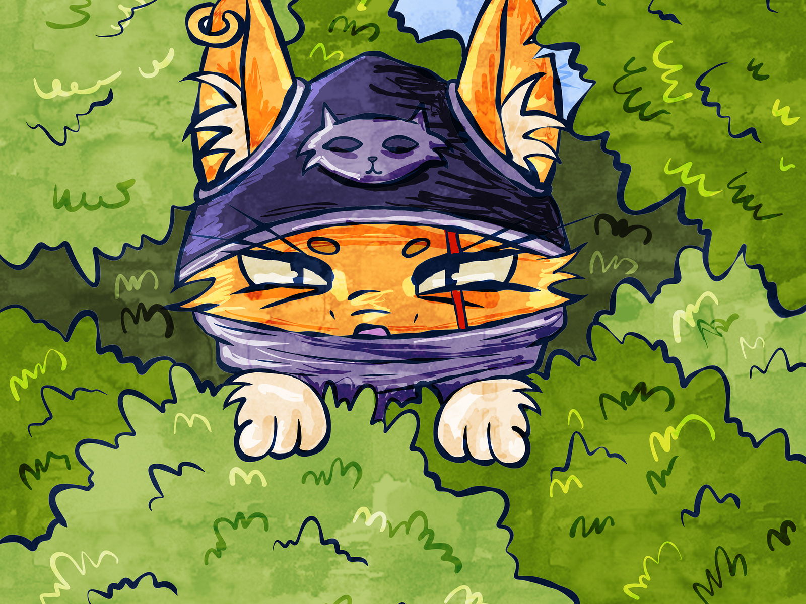 Assassin fox sitting in ambush in bush by Taras Dubov on Dribbble
