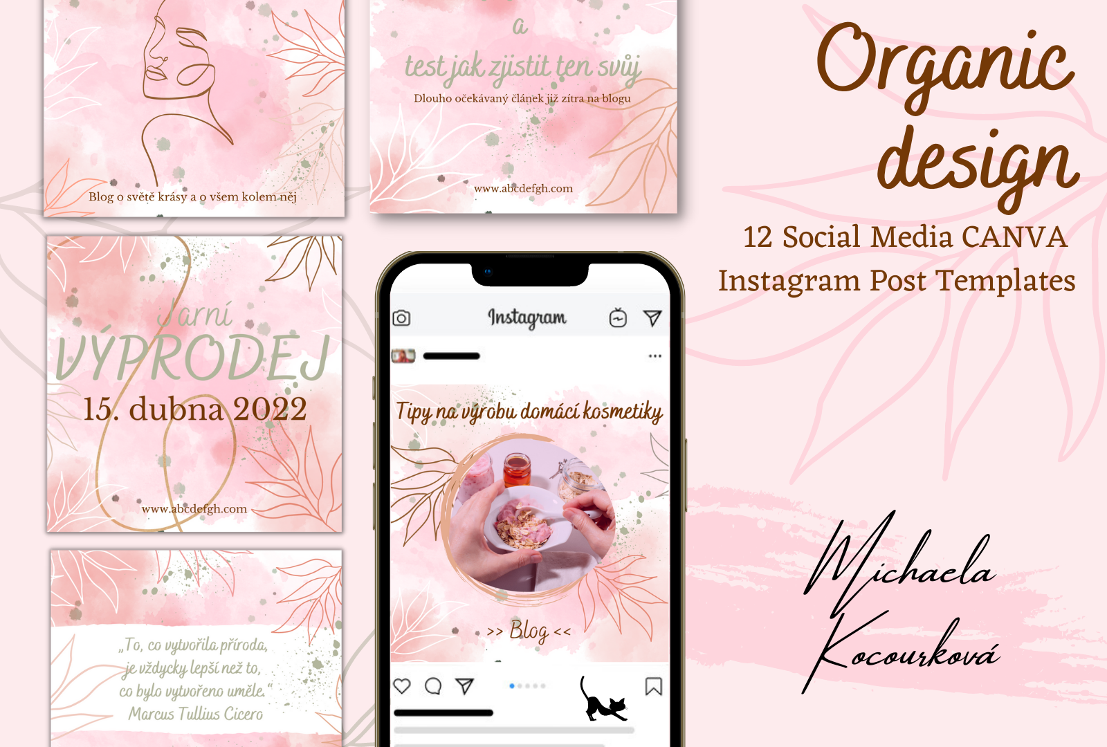 12 Social Media Canva IG Post Templates - Organic design by Michaela ...