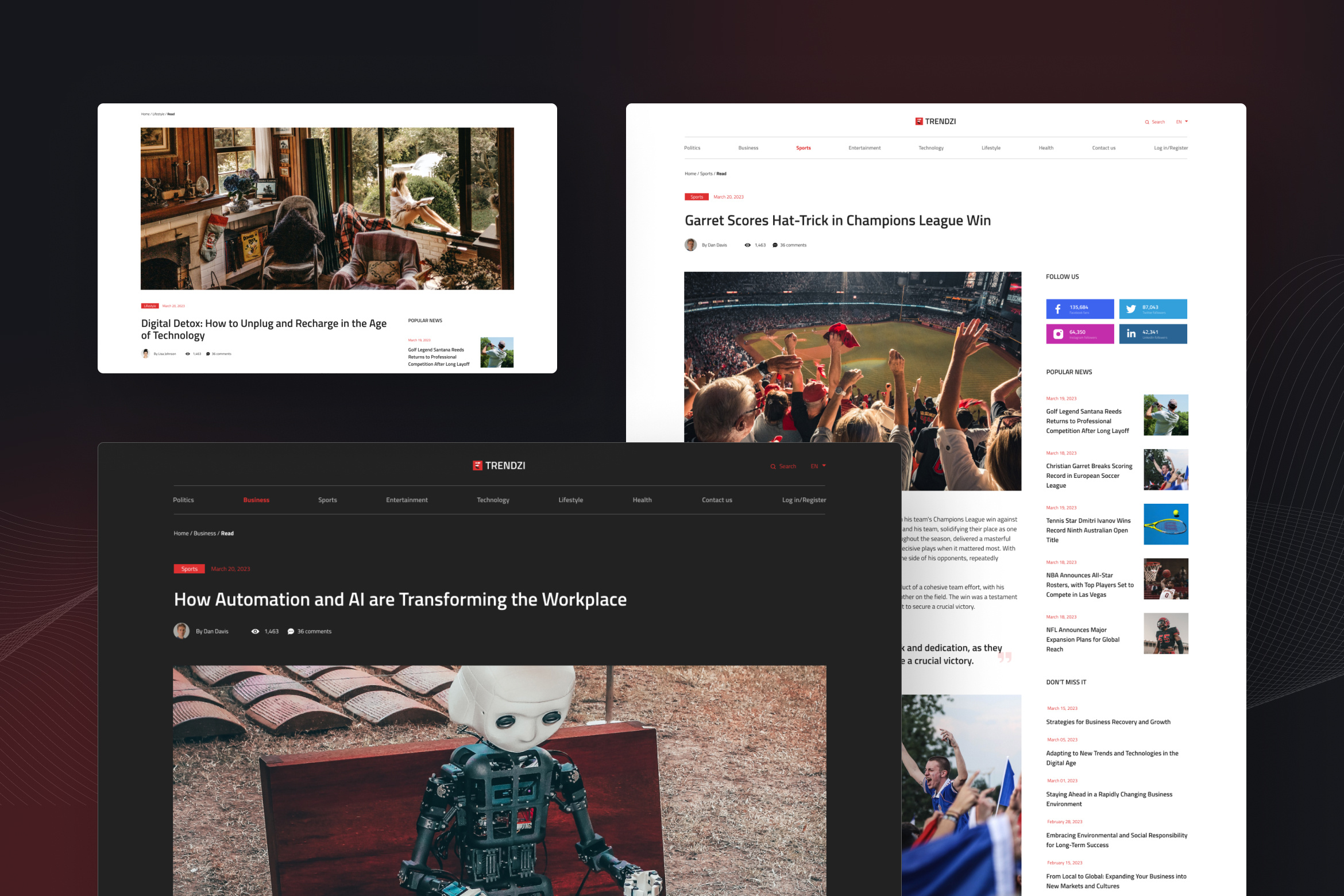 Trendzi Newsletter Article Website UI by Ahmad S. Afandi for Peterdraw Studio on Dribbble