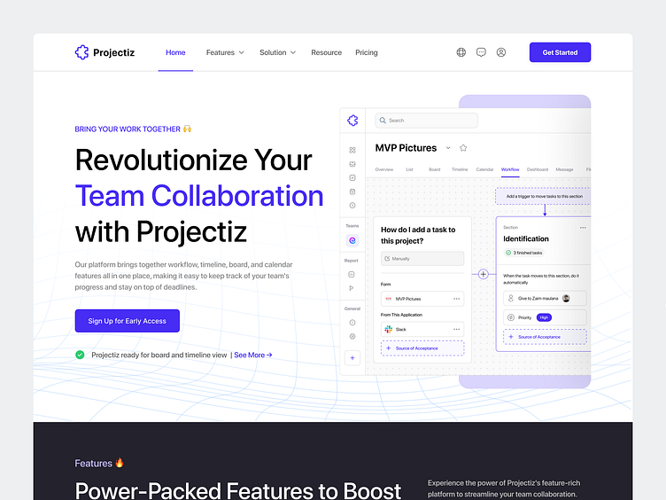 Projectiz - Team Collaboration Hero Section by Zaim Maulana for Elux ...