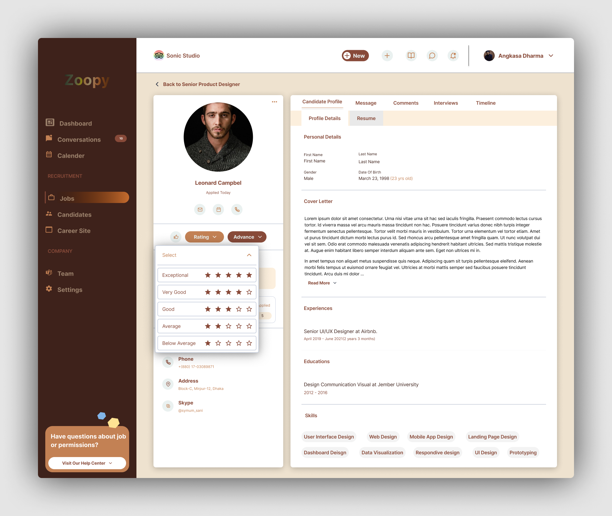 Recruiting Software - Candidate Details Page by Abdullah Symum on Dribbble