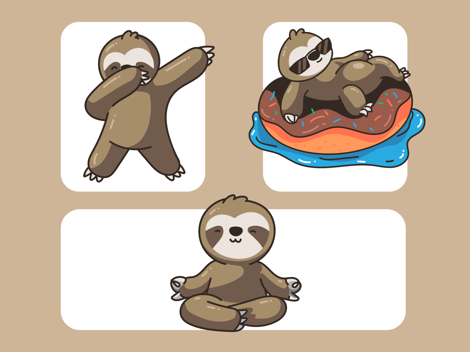 Cute Sloth activities by DewApples on Dribbble