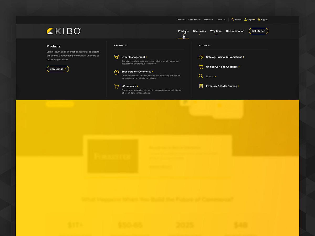 Kibo Commerce - Website Redesign, Mega Menu by Brian Lueck for Orbit ...