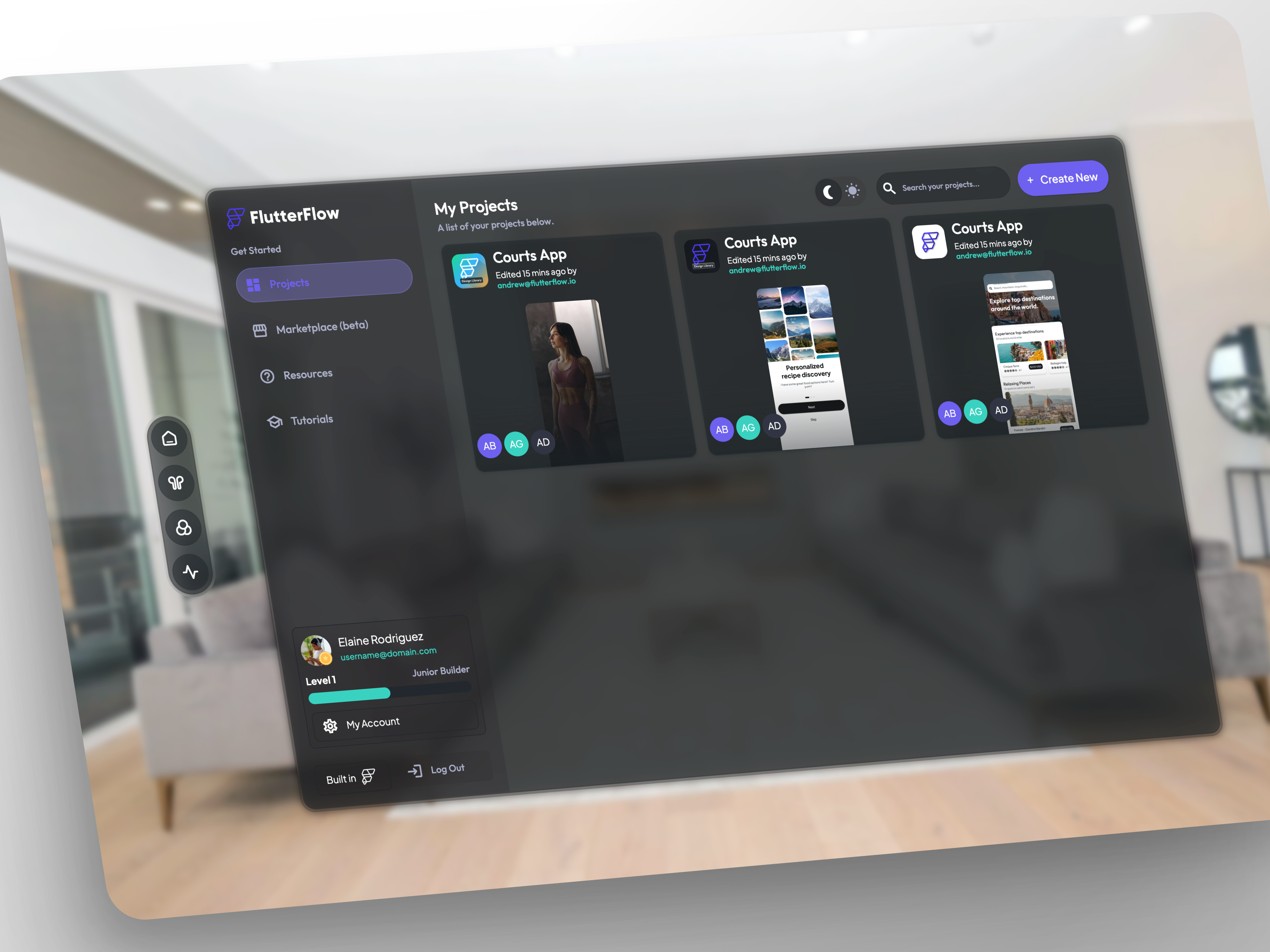 Apple Vision Pro UI in FlutterFlow by Andrew Daniels on Dribbble