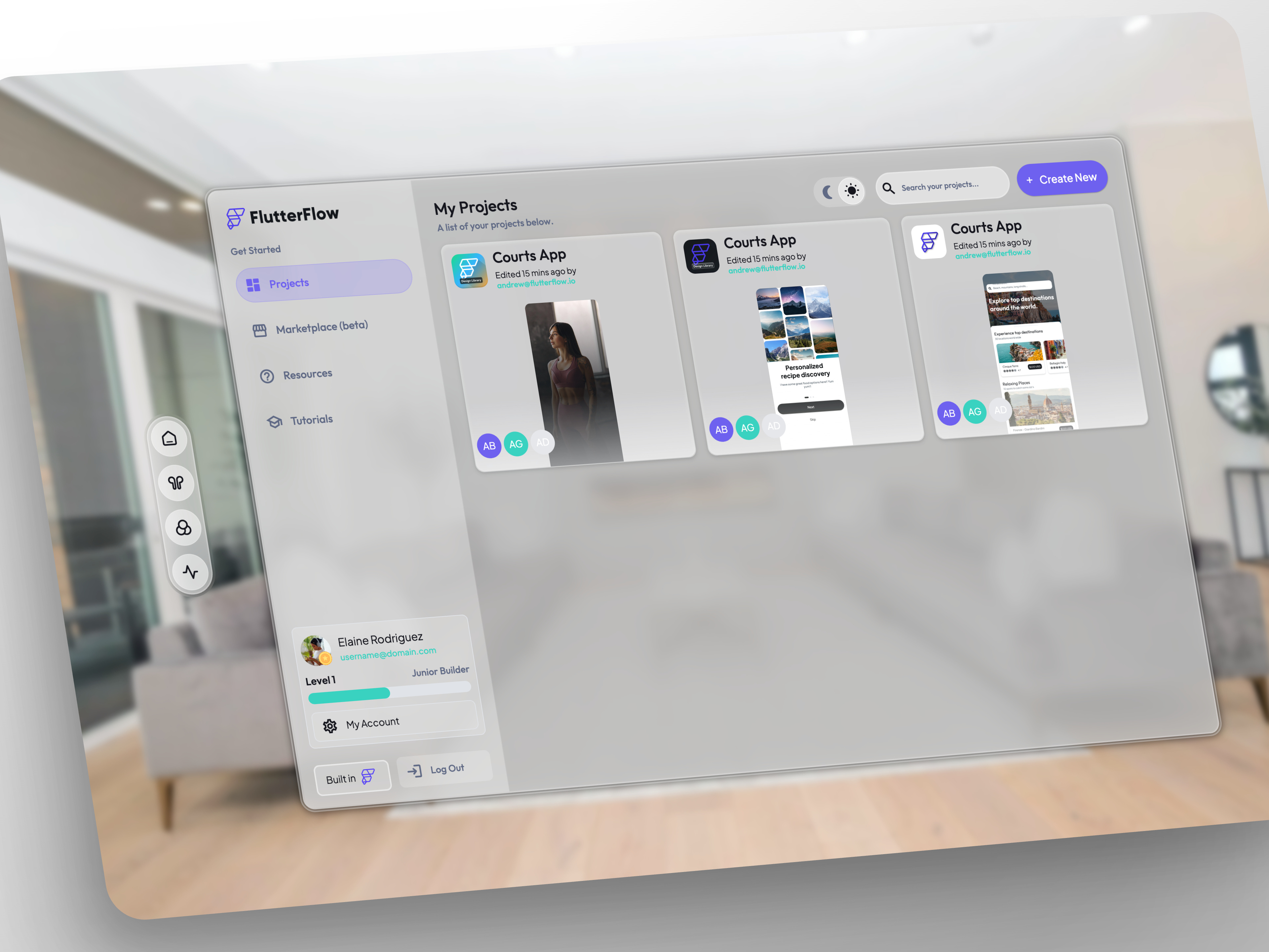 Apple Vision Pro UI in FlutterFlow by Andrew Daniels on Dribbble