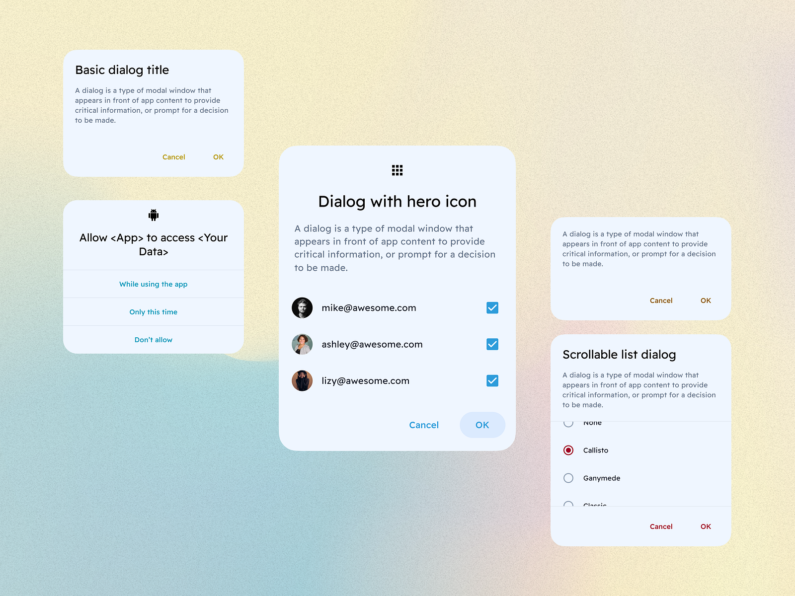 Material You Design System · ℹ️ Dialogs by F e l i ︎ for Setproduct on ...