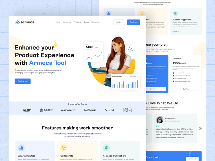 Armeca Co. - SaaS Company Landing Page UI/UX design by Ambuj Mishra on ...