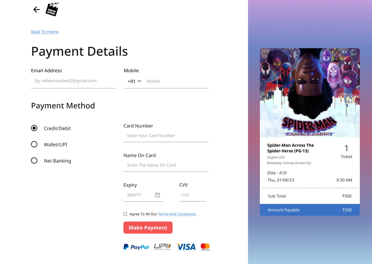 Daily UI challenge #02 credit card payment by Aravindh krishna on Dribbble