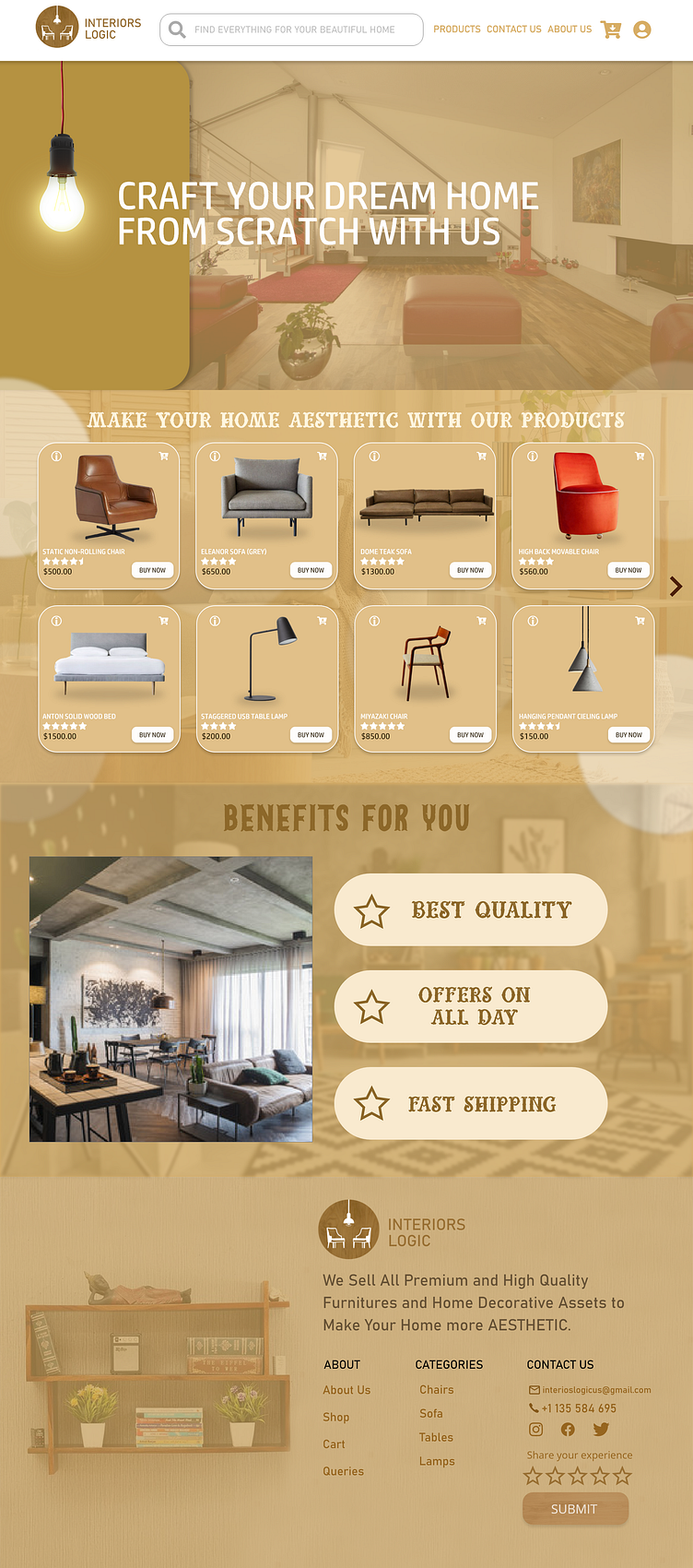 INTERIOR FURNITURE WEBSITE UI DESIGN by Mugunthan N on Dribbble