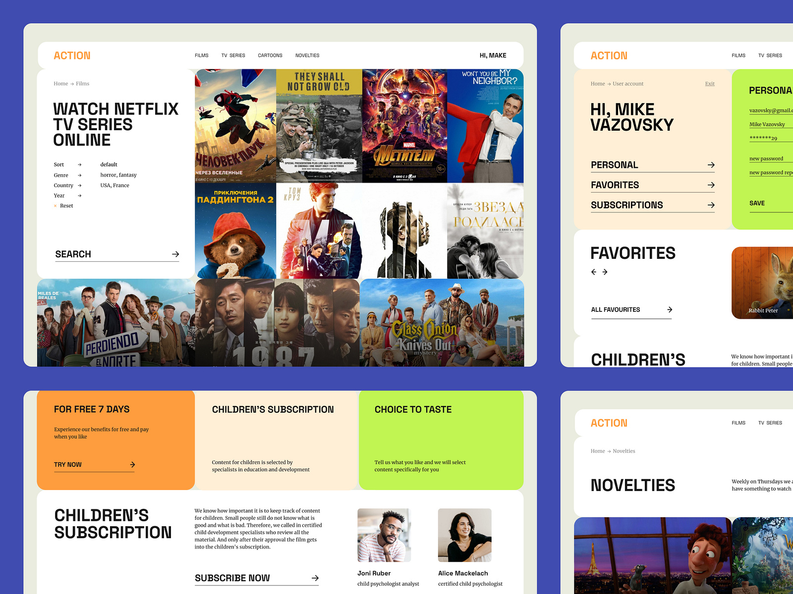 Online cinema service Action by Ksenia Igonina on Dribbble