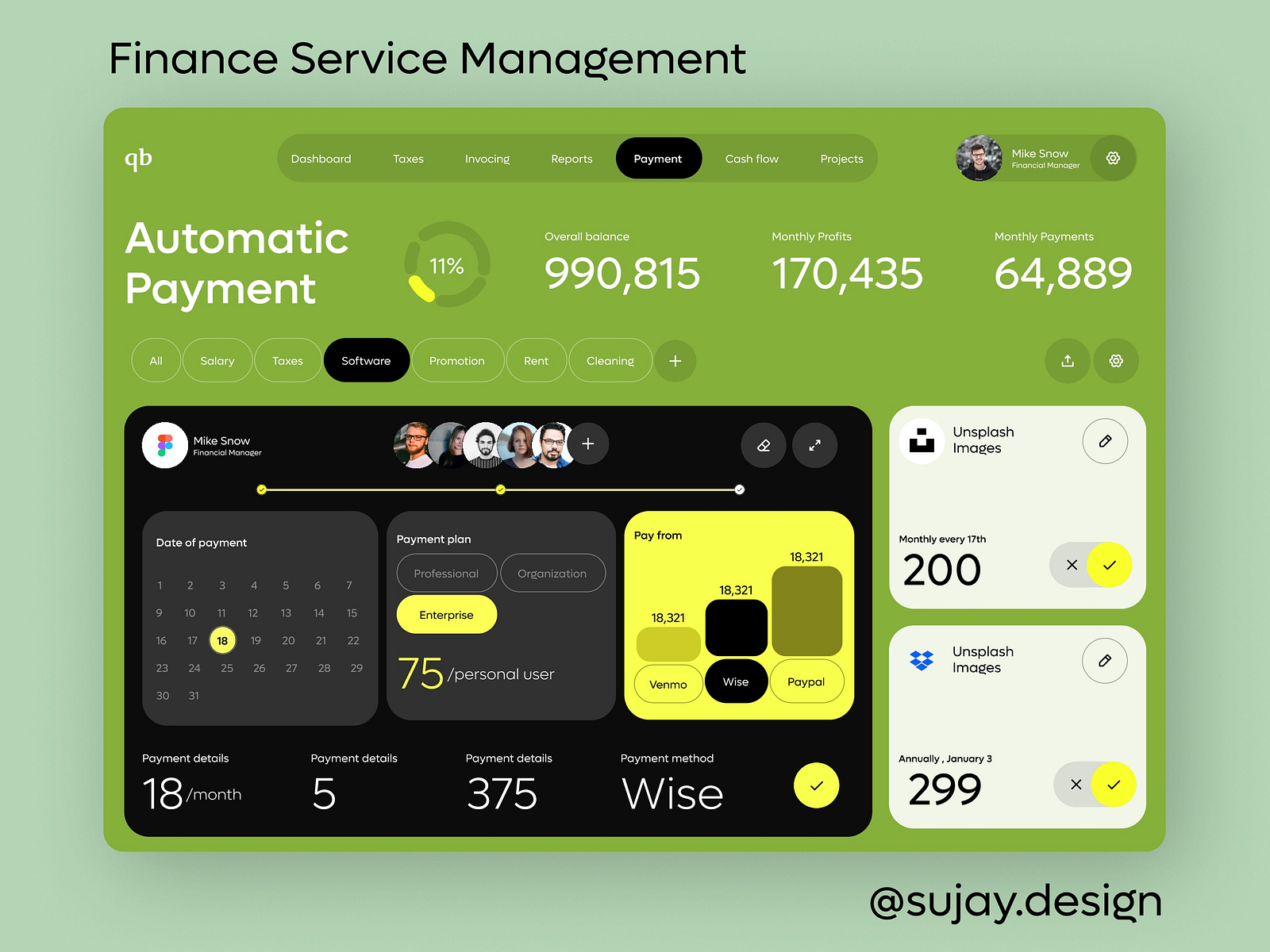 QuickBooks Finance service management by Sujay Adithya on Dribbble