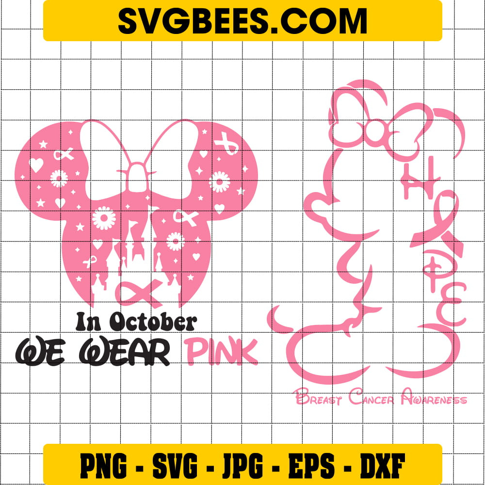 Minnie Mouse Breast Cancer Svg By Svgbees Svg Files For Cricut Get Premium Svgs On Dribbble