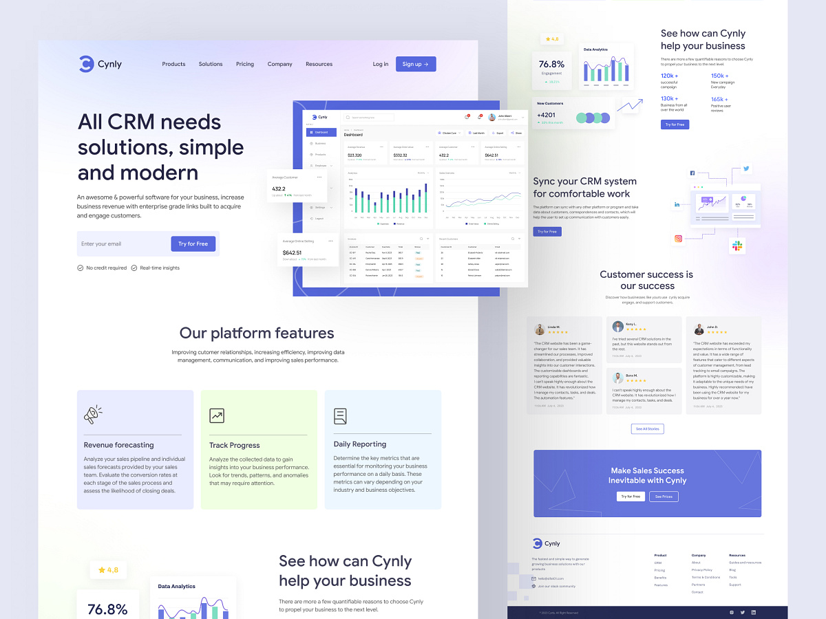 Cynly - CRM Software Website Design by Sifat Hasan on Dribbble