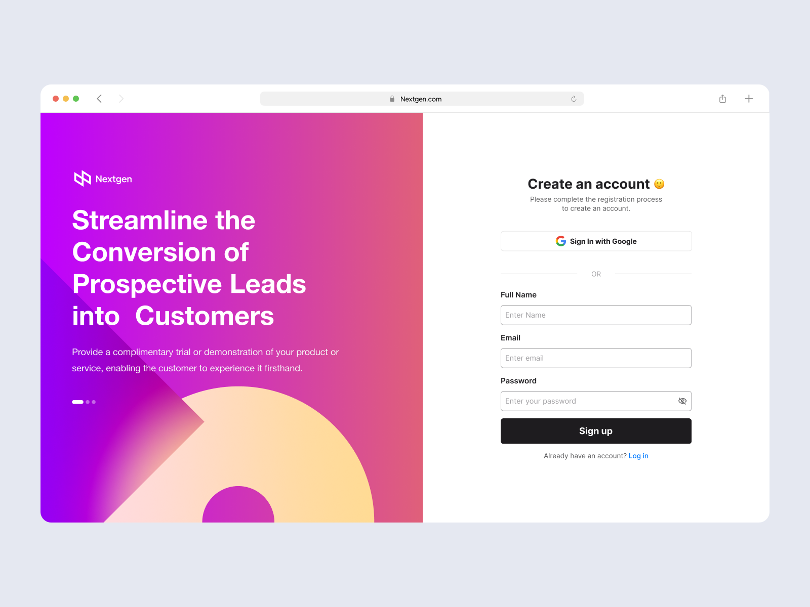 Sign up/Log in User Flow — Nextgen by Lov Soin on Dribbble