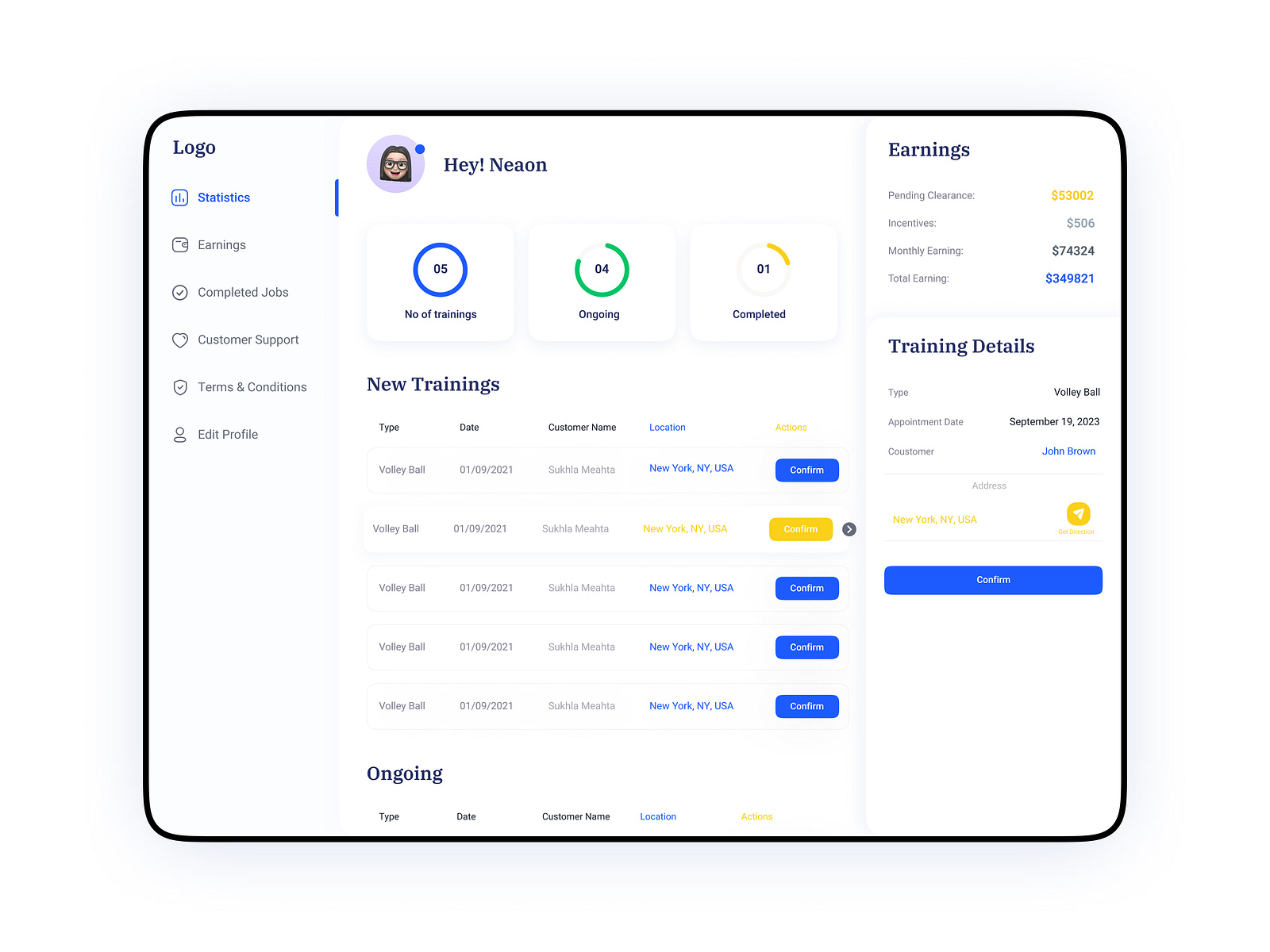 Training Dashboard by Ali Hassan on Dribbble