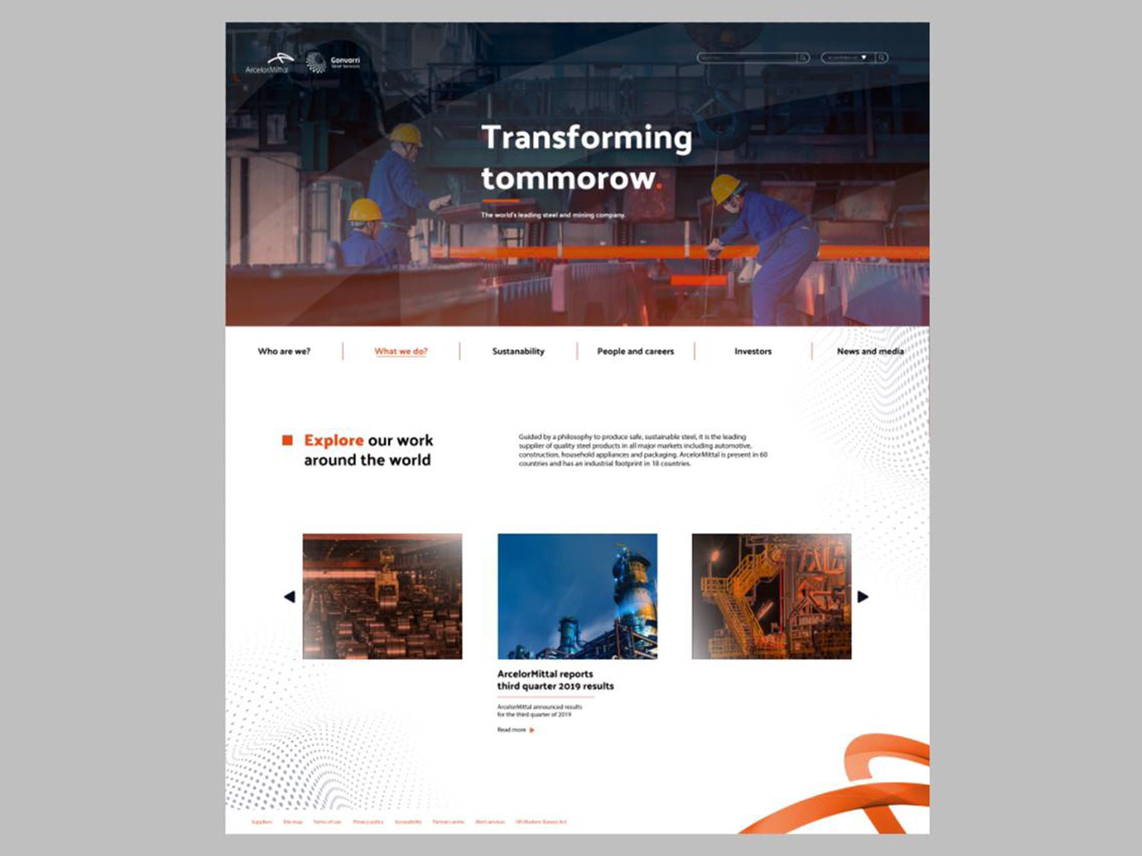 Landing page design for Arcelormittal company by Davor Kolarski on Dribbble