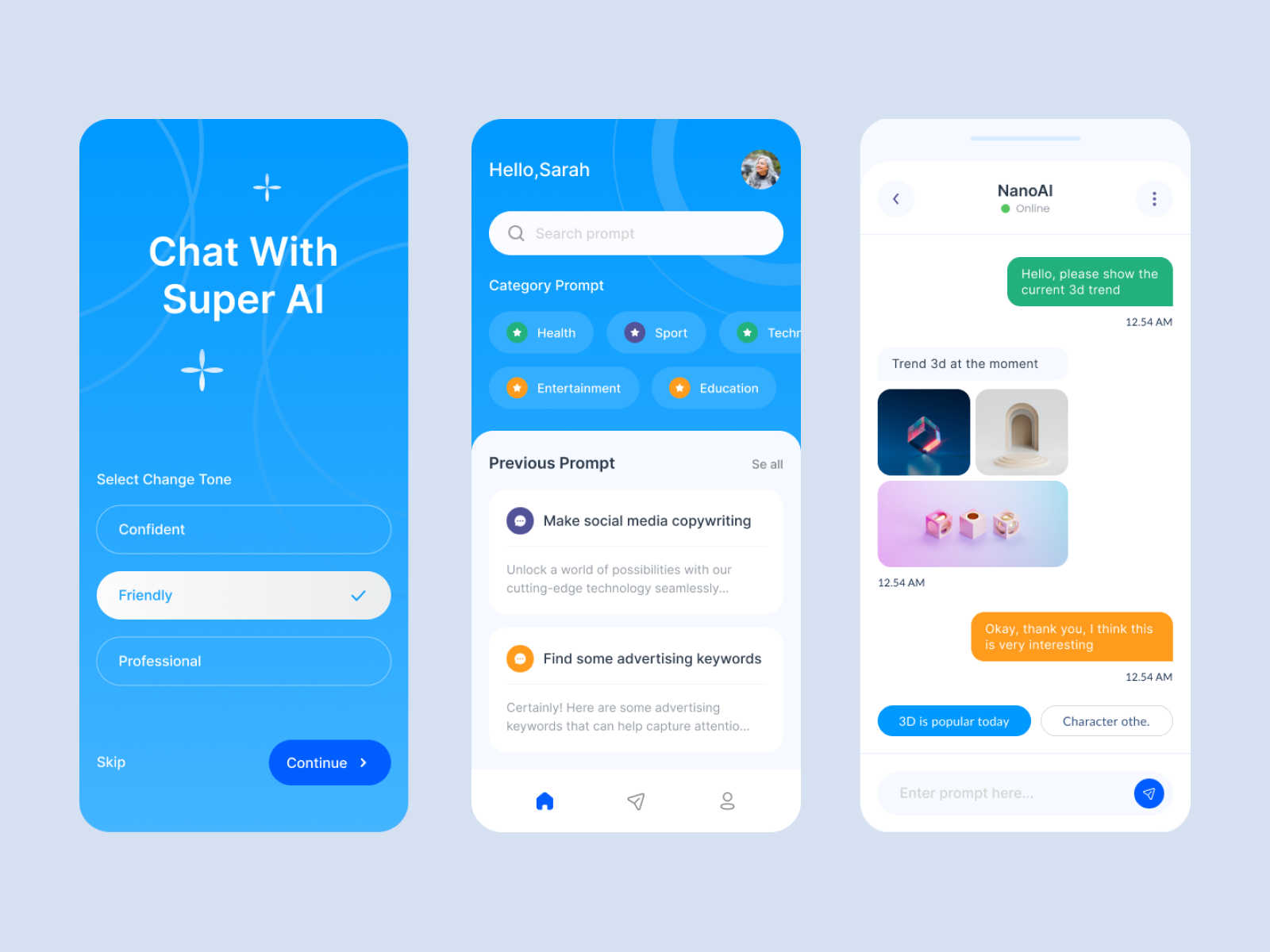 NanoAI Chat: Mobile App Design, AI Prompt by Iman Abdul on Dribbble