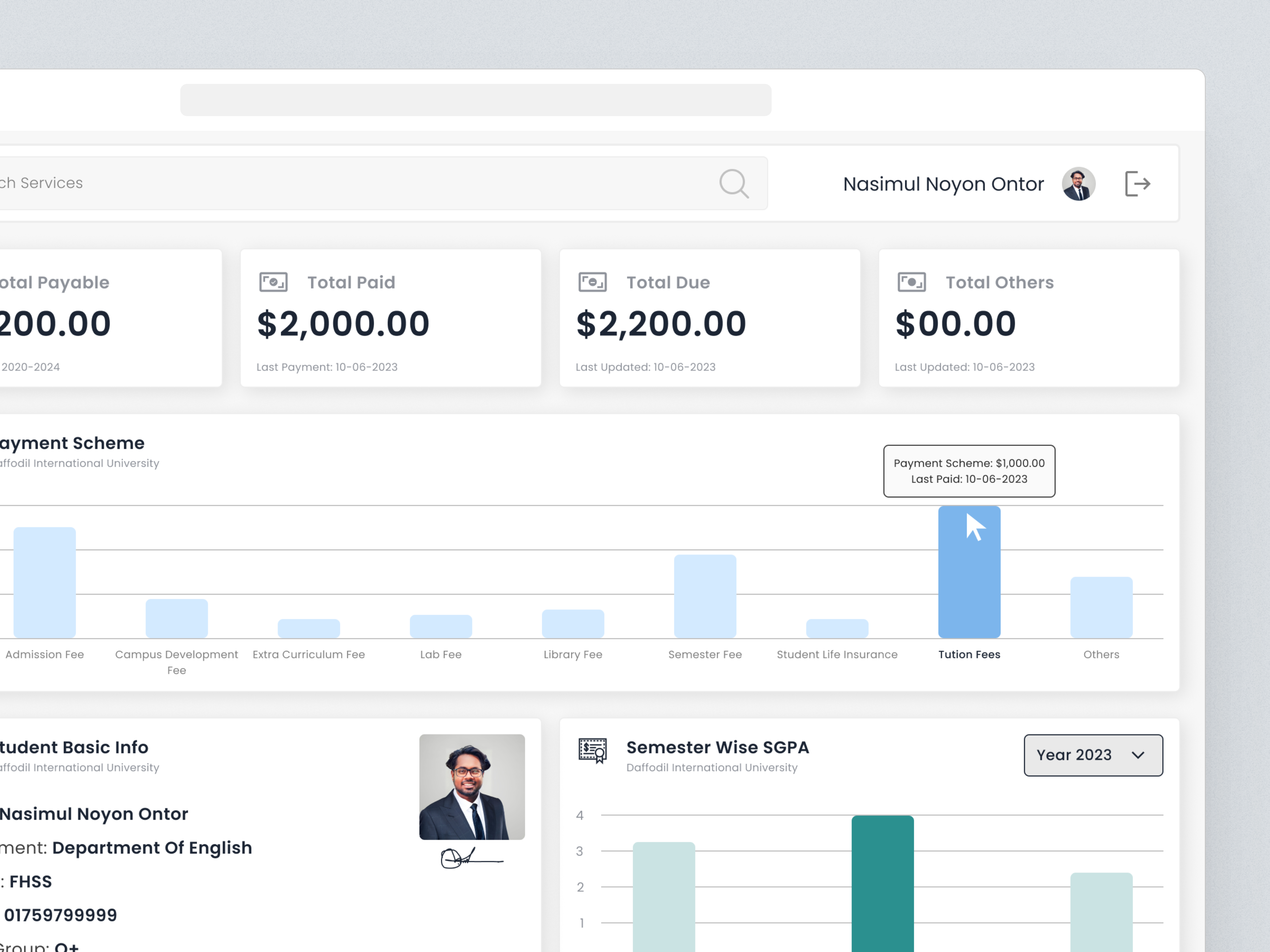 Student Portal Dashboard UI Design (DIU) by Md Nasimul Huda on Dribbble