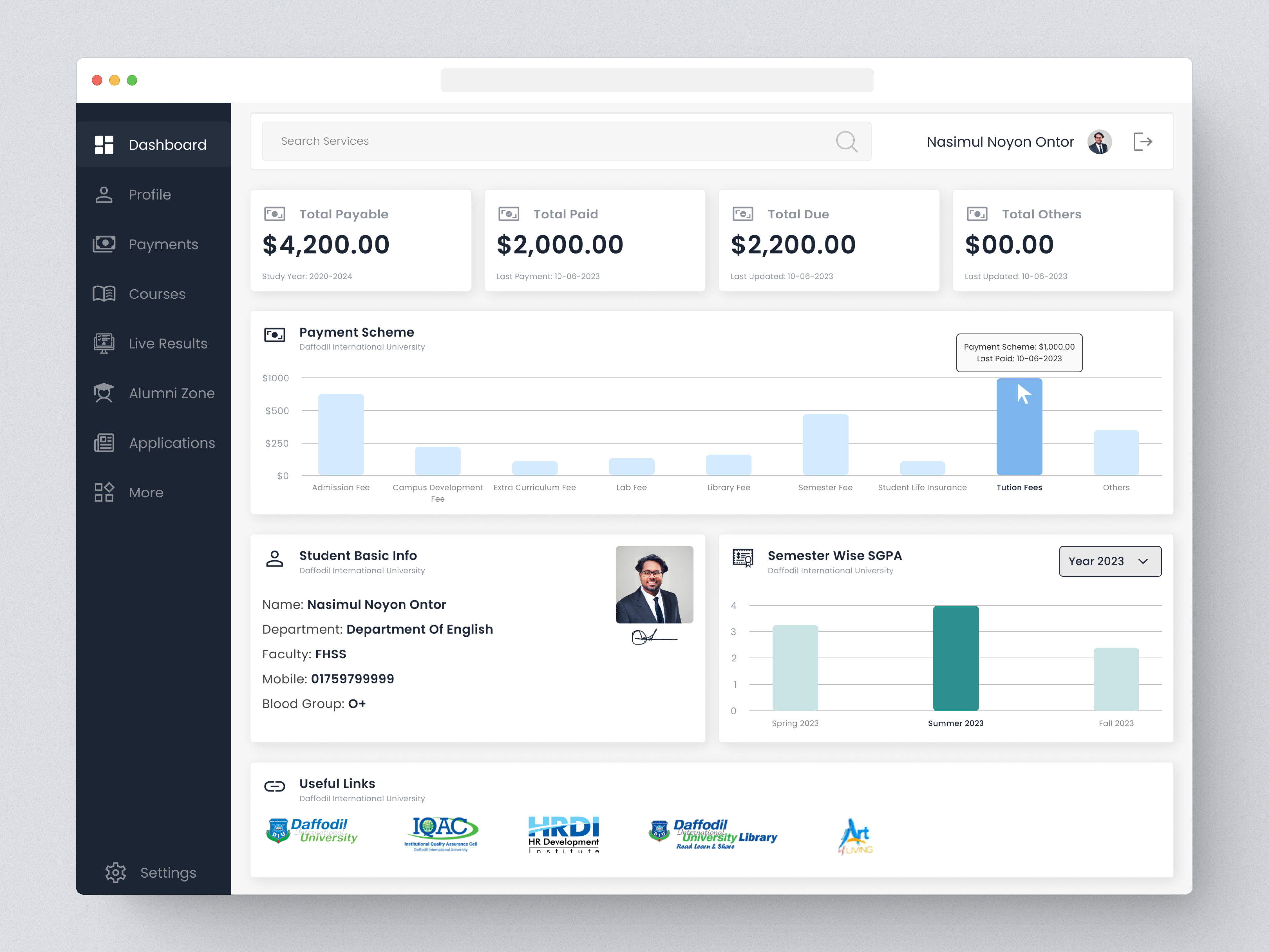 Student Portal Dashboard UI Design (DIU) by Md Nasimul Huda on Dribbble