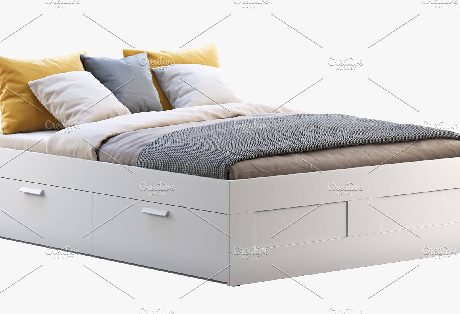 Ikea Brimnes double bed 3d model by Fashion logo Stylish on Dribbble