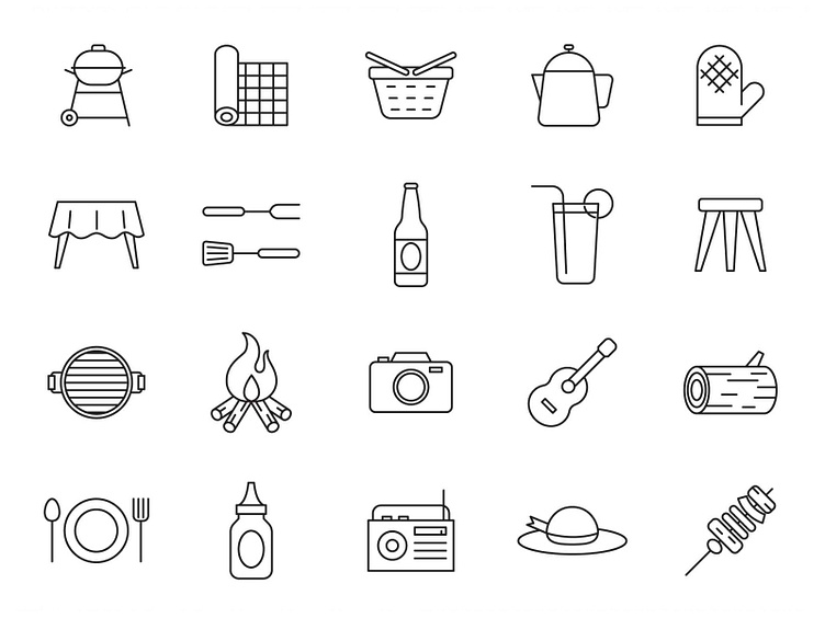 20 Line Picnic Icons by Graphic Pear on Dribbble