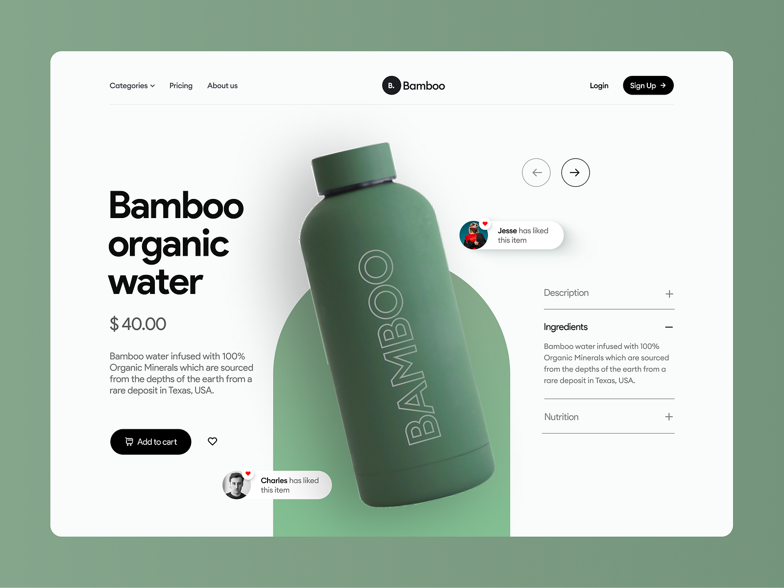 Organic water website design by Jeevan Crasta on Dribbble